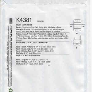 K4381 / K3927 Kwik Sew Walker Accessories: Bag and Caddy | Etsy