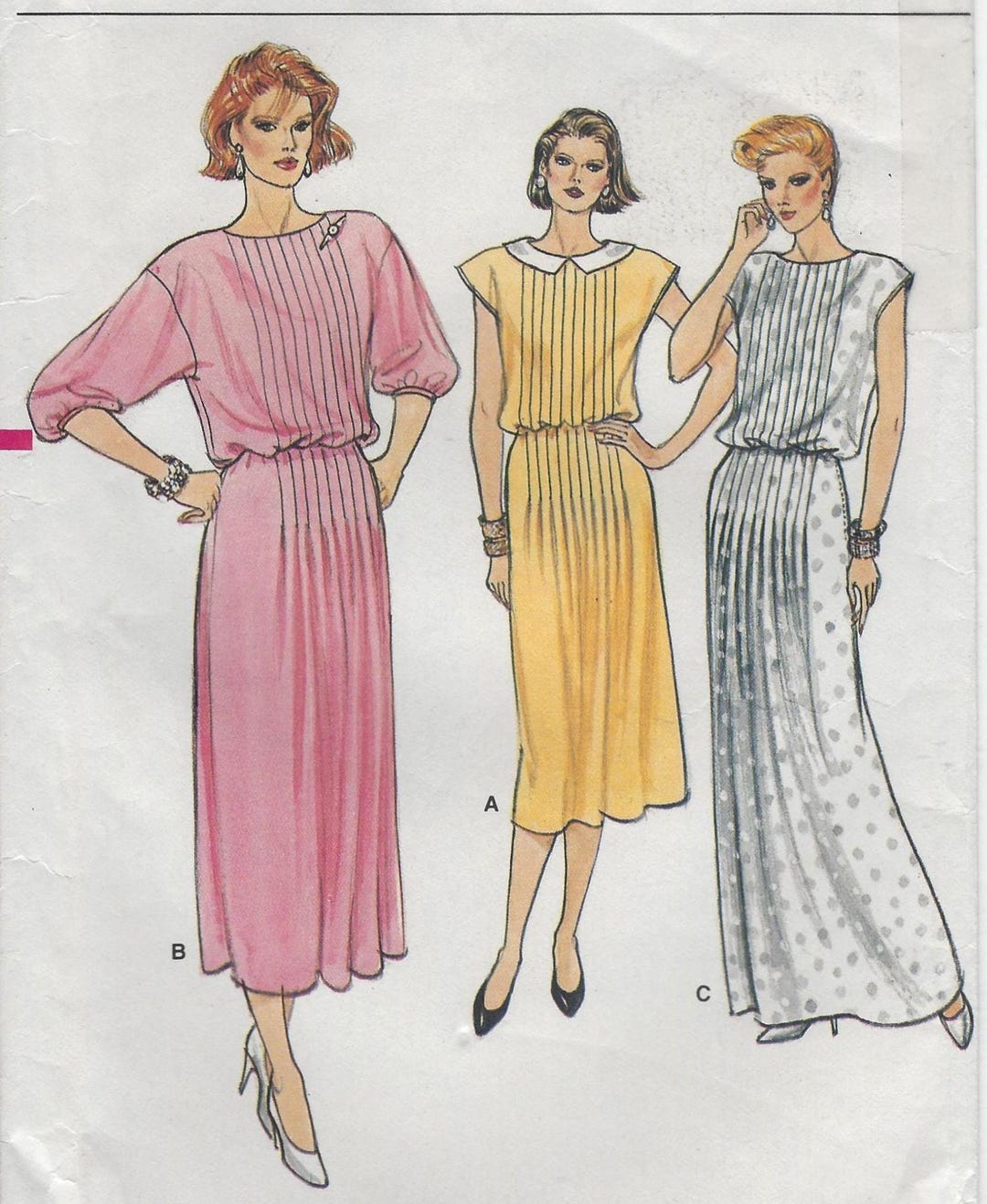 9251 Vogue - Misses Dress Has Blouson Bodice, Back Neck Slit, Dropped ...