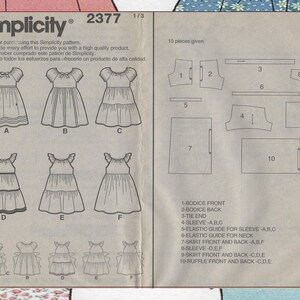 2377 Simplicity Easy-to-sew Girls Dress With Ties Has Sleeve and Tiered ...