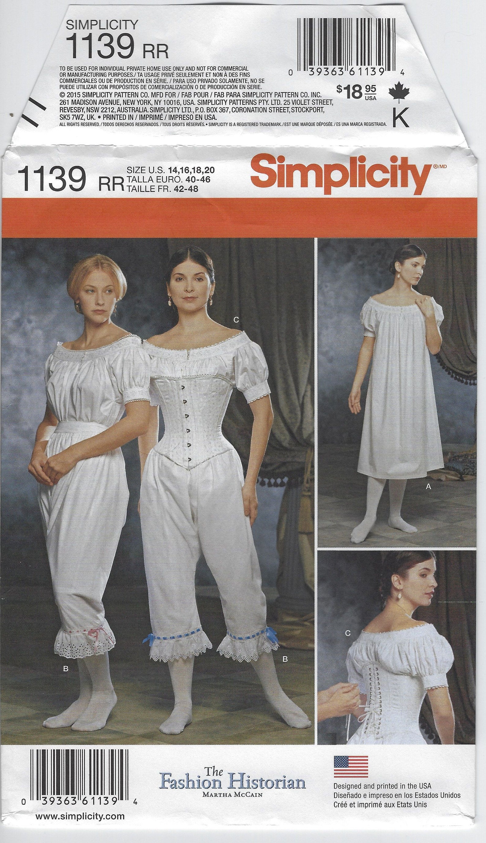 1139 Simplicity Fashion Historian - Civil War Undergarments Chemise ...