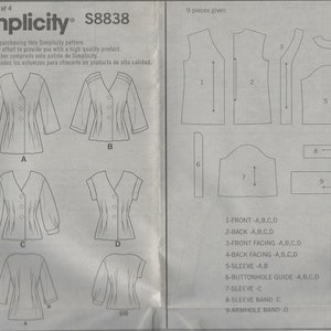 S8838 Simplicity Misses Button Shirt With V Neckline in 2 Lengths Has ...