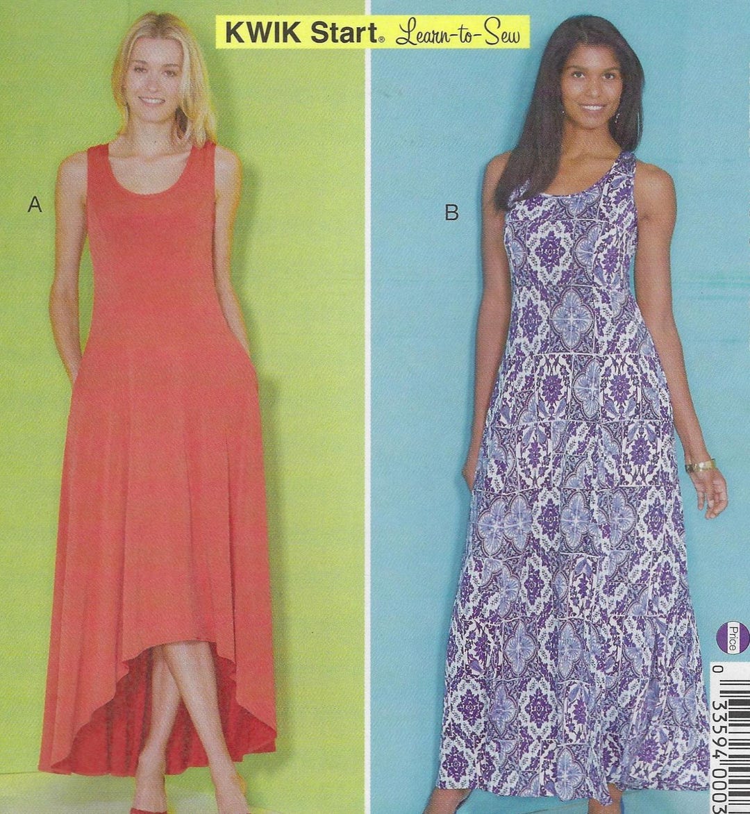 K4259 Kwik Sew - Learn to Sew - Misses Scooped Neck Tank Knit Dresses ...