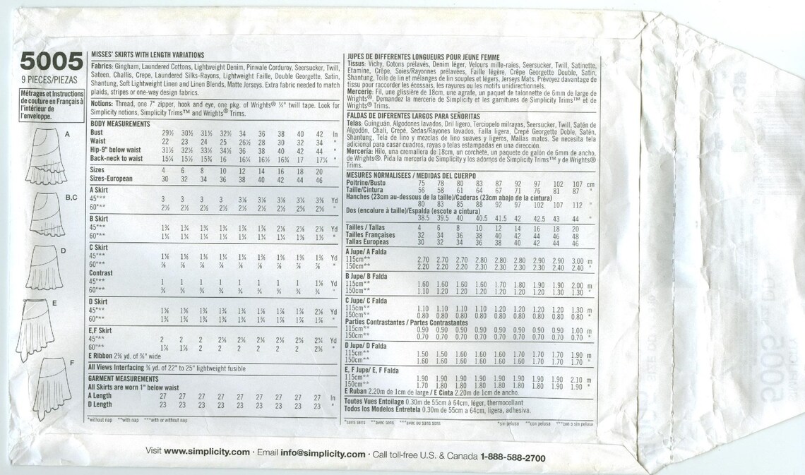 5005 / 0662 Simplicity 6 Made Easy Misses Skirts With | Etsy
