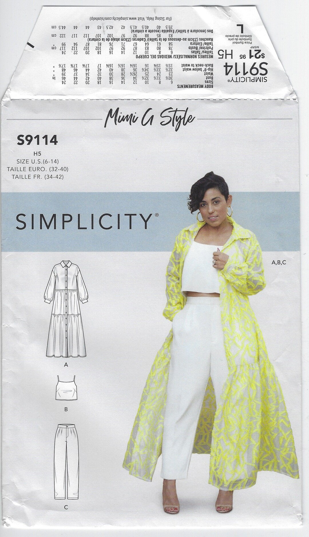 S9114 Simplicity Mimi G Style Misses Front Button Tiered Dress, Crop ...