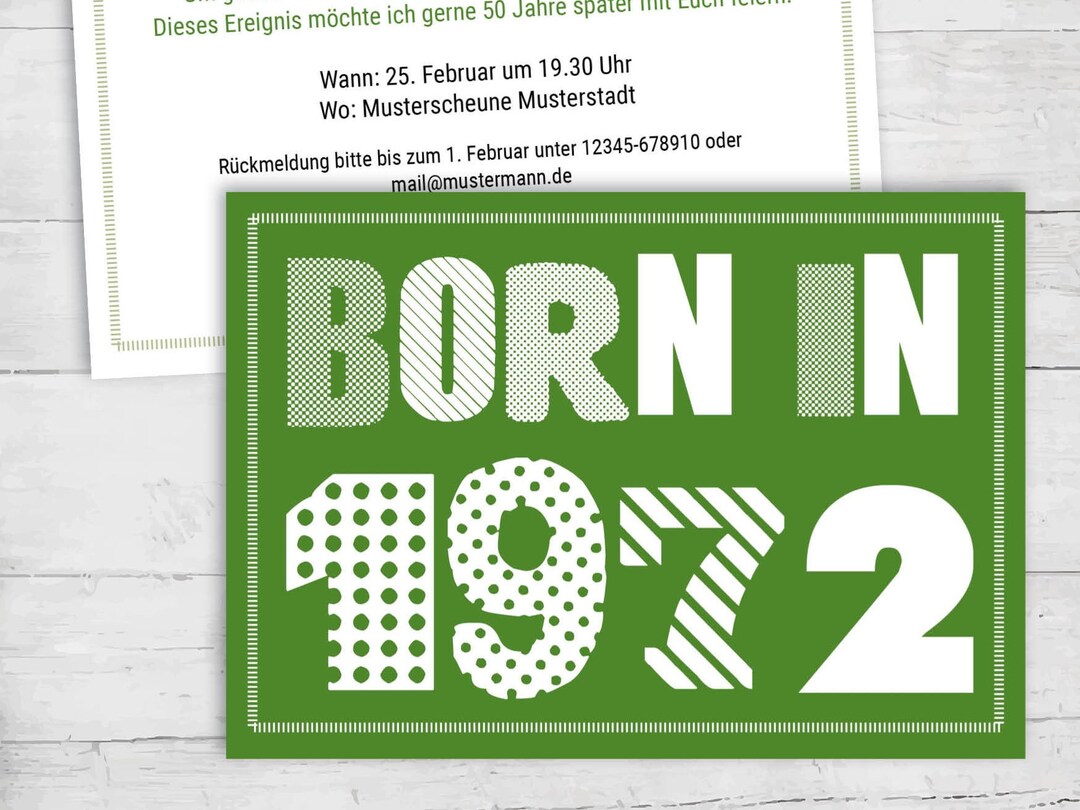 Invitation to the 50th Birthday: Born in 1972 - Etsy
