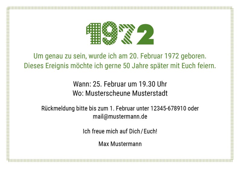 Invitation to the 50th Birthday: Born in 1972 | Etsy