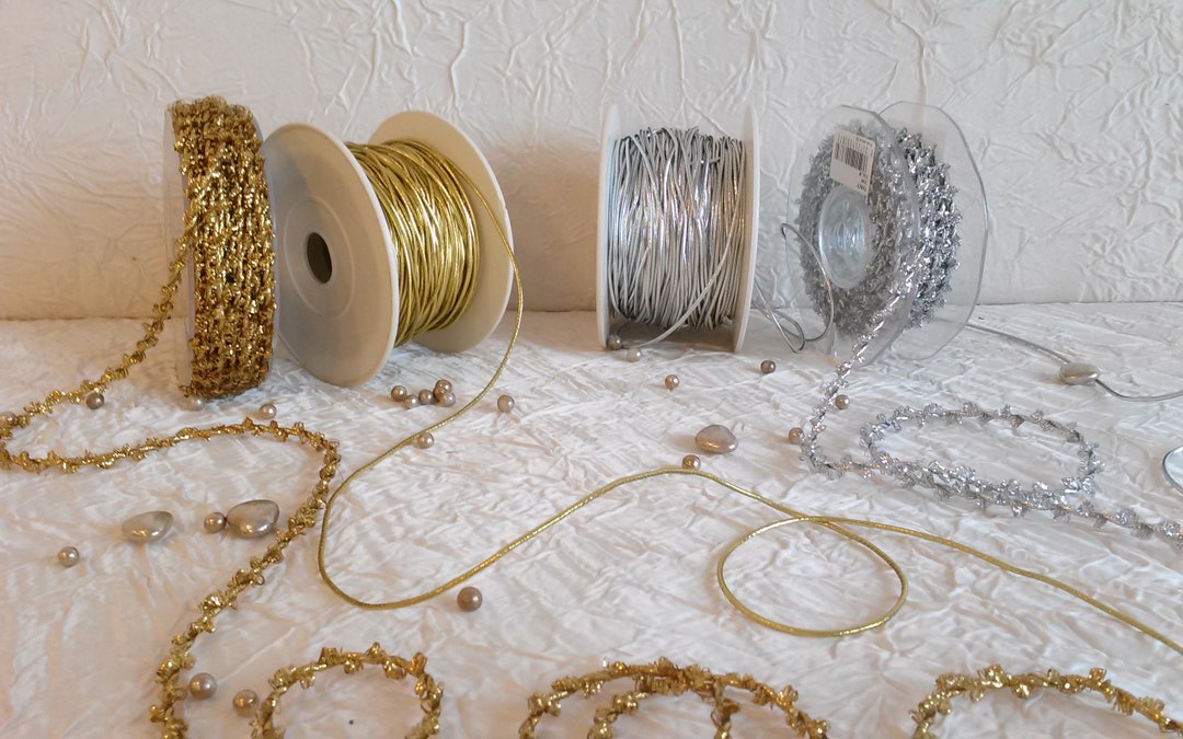 Gold/silver Metallic Elastic Cord, Metallic Jewelry Cord, Christmas ...