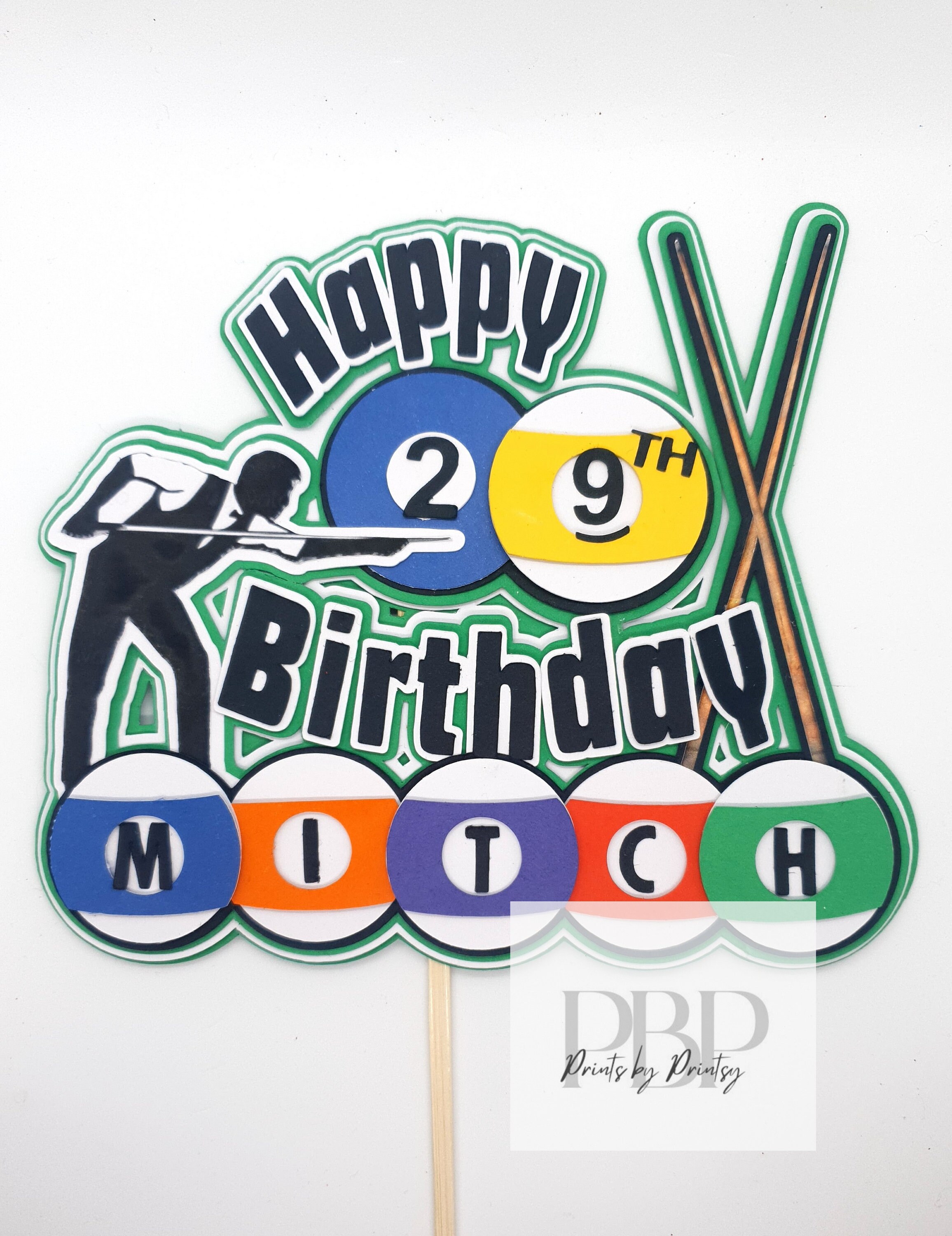 Snooker Cake Topper Snooker Theme Pool Snooker Birthday Decoration ...