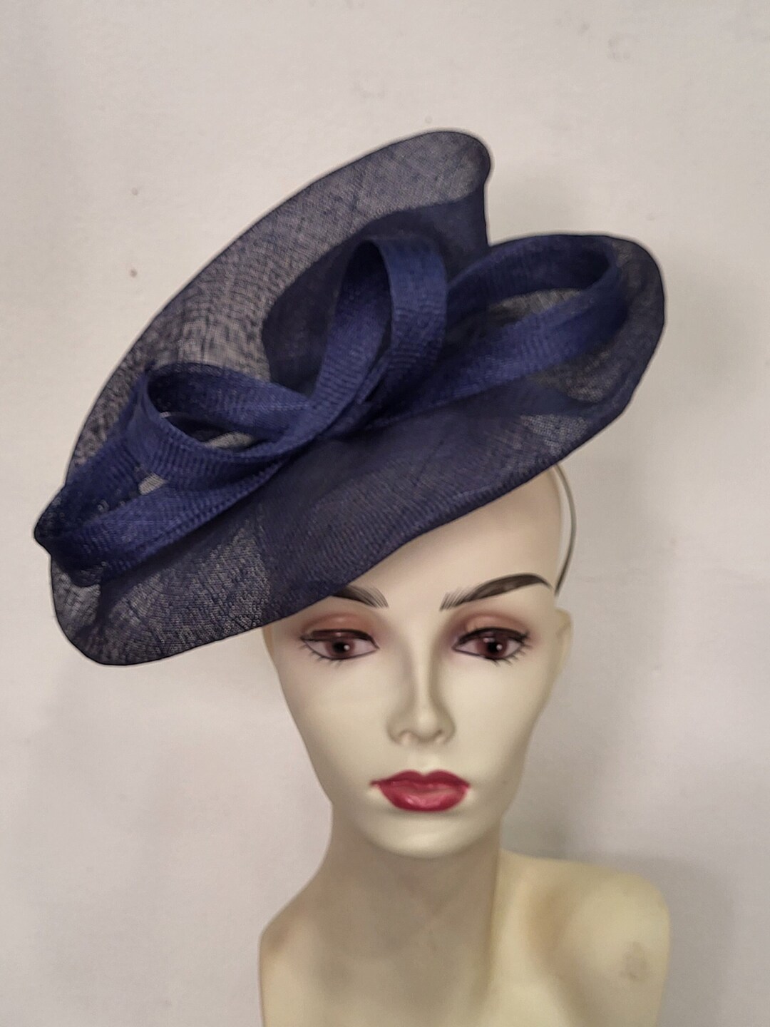 Navy Blue and Royal Blue Fascinator, Sisal, Wedding, Cocktail, Ceremony ...