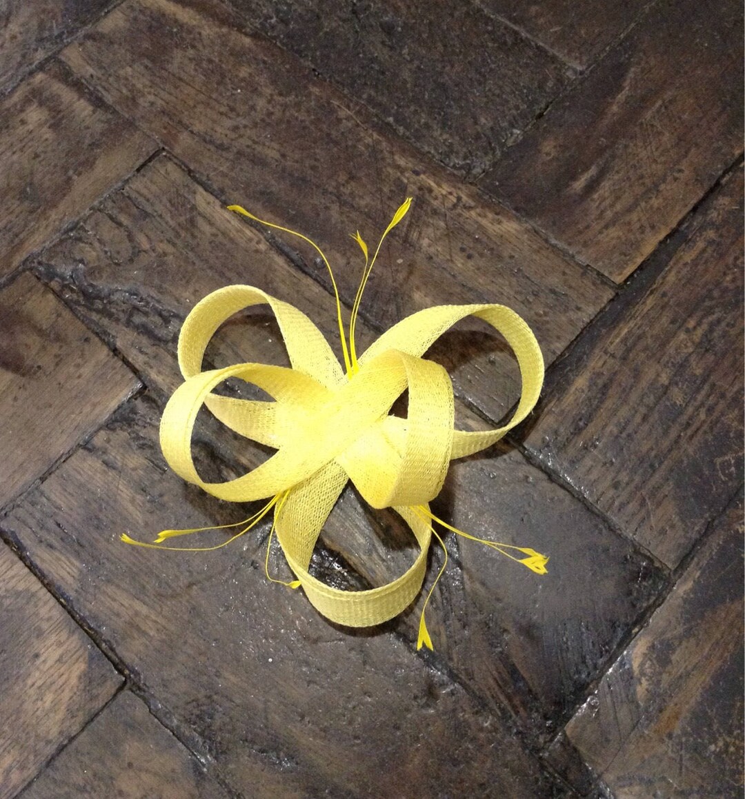 Bibi Wedding in Lemon Yellow Sisal Model feathers and - Etsy