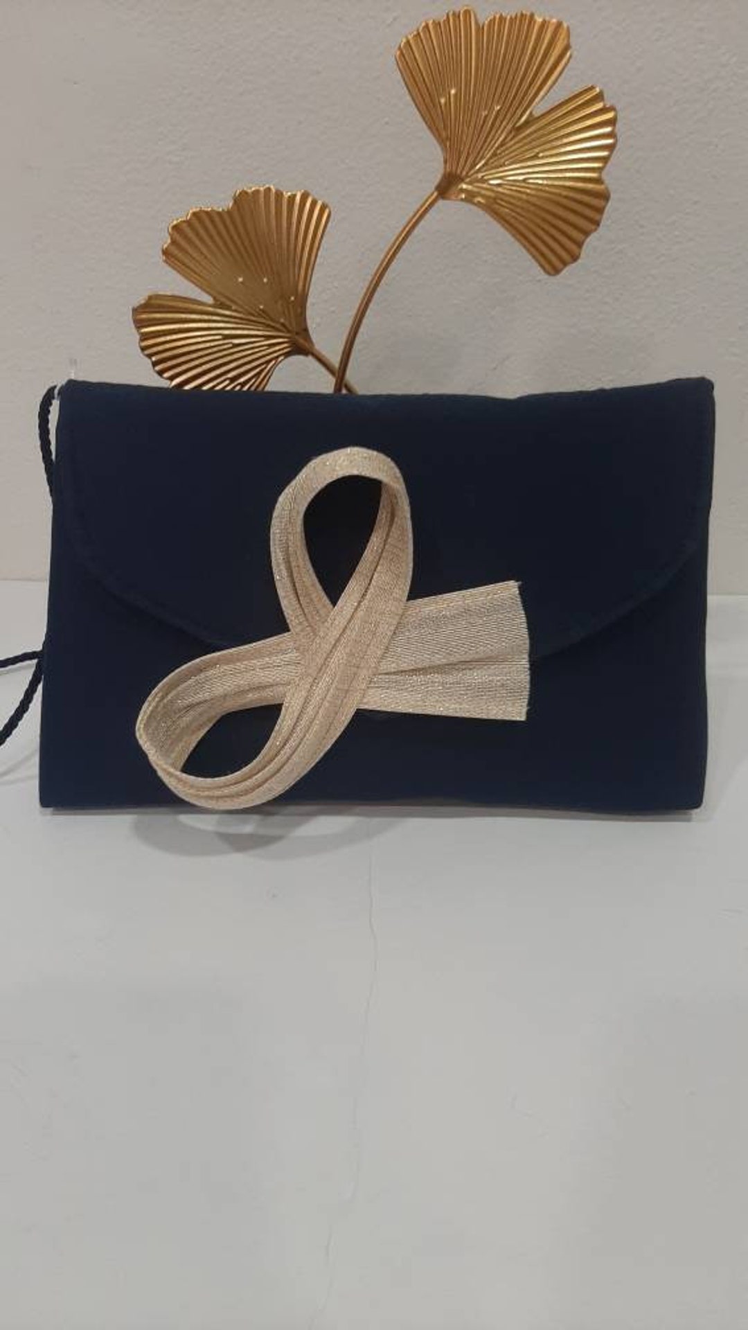 Navy Blue Clutch, in Linen, Wedding-ceremony, asymmetrical Centered ...