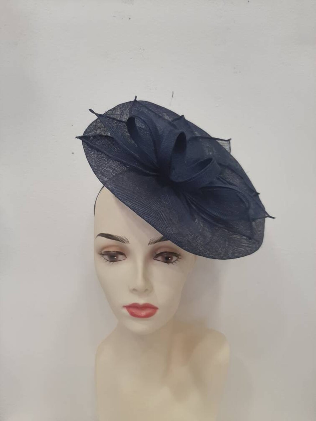 Navy Blue Leaves Wedding Fascinator, leaves Model, Custom Made Item ...