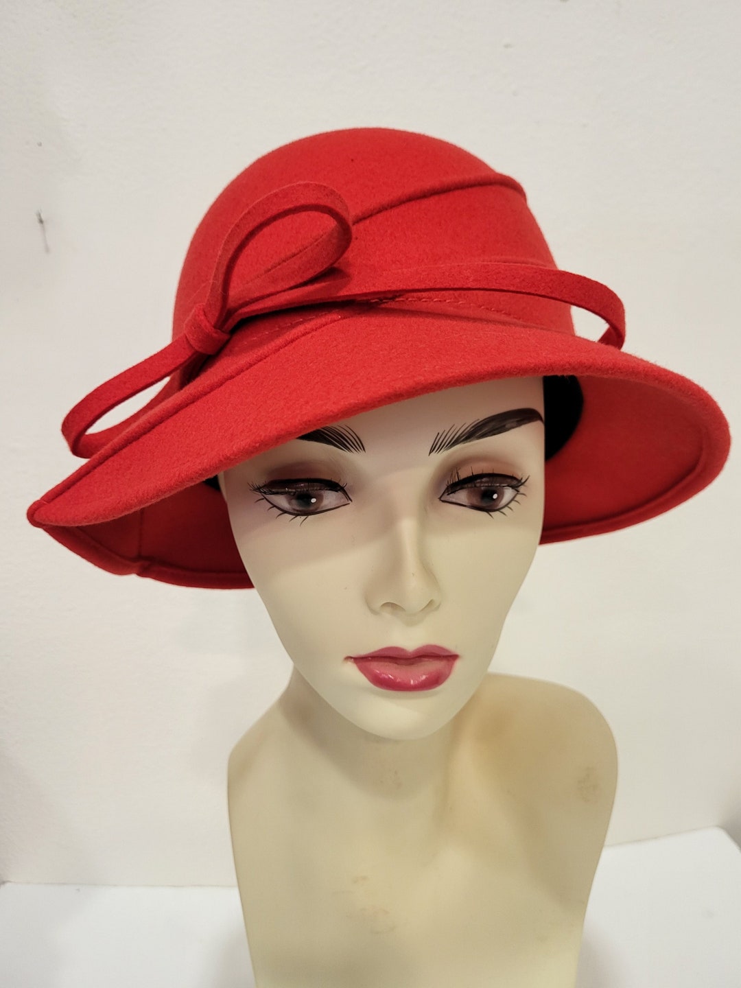 Red Wool Hat, Molded, City - Wedding - Ceremony, 100% Wool - Etsy