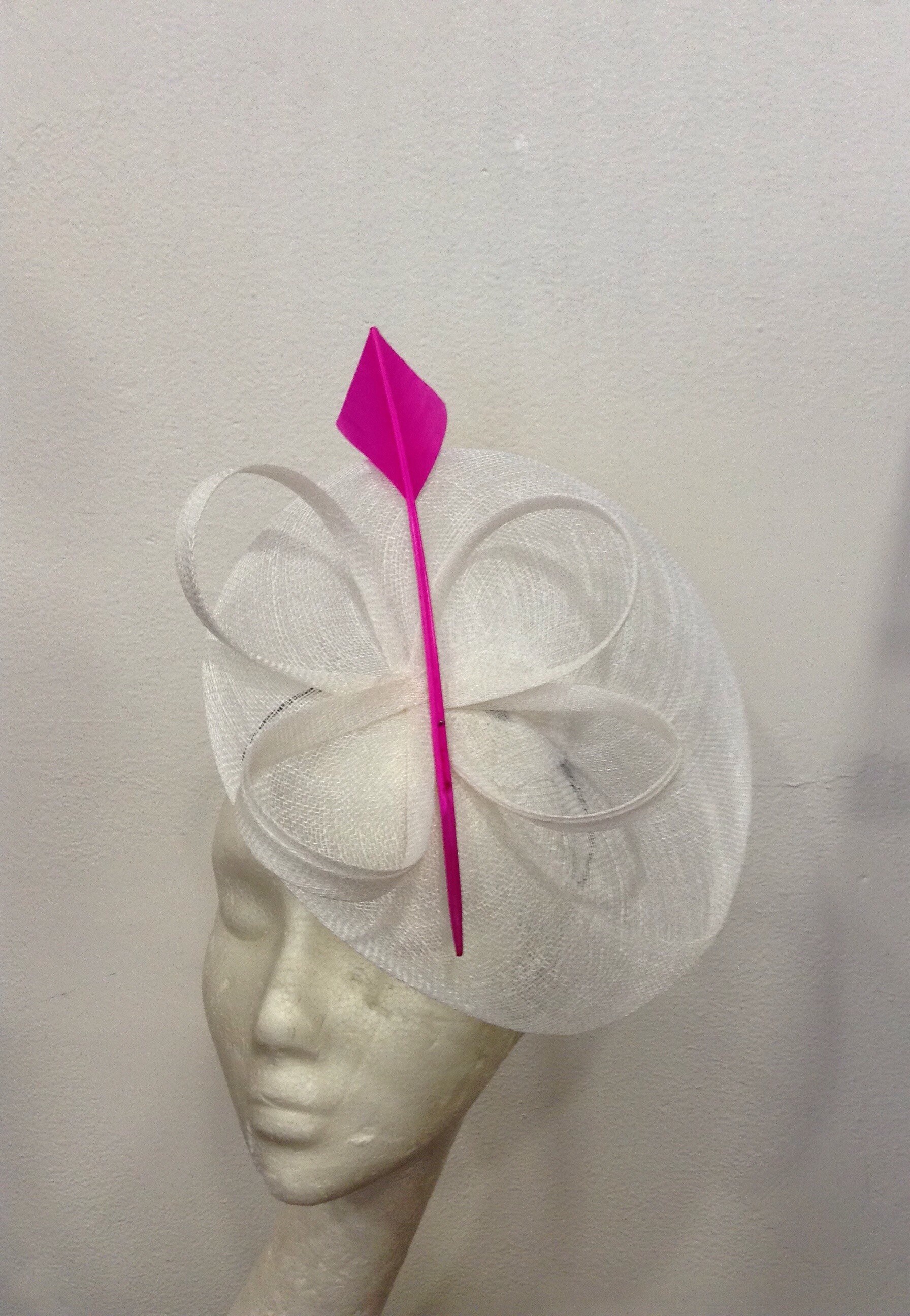 Bibi white and pink fuchsia wedding feathers and sisal | Etsy