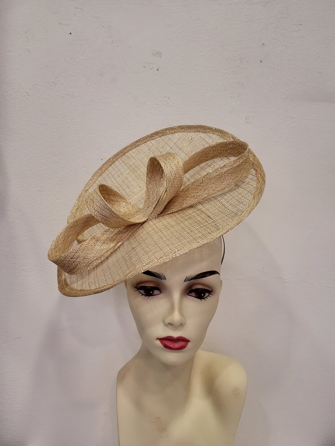 Natural Gold Lamé Wedding Fascinator, Sisal, Wedding Cocktail Ceremony ...