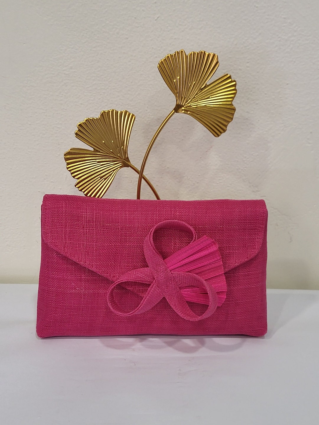Fuchsia Sisal Wedding Clutch, "asymmetrical Mini Centered", Wedding ...