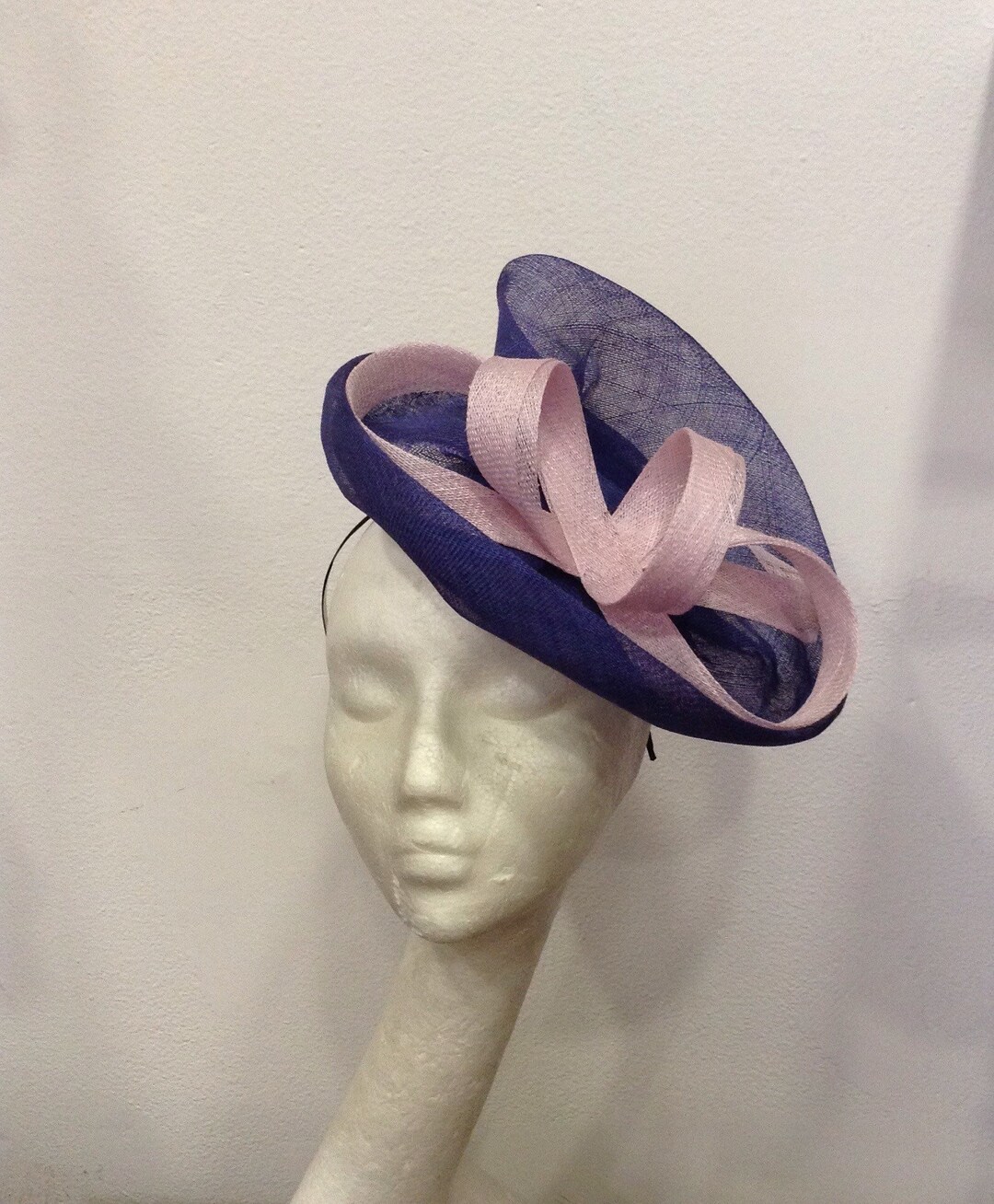 Royal Blue and Powder Pink Fascinator, Sisal, Wedding-cocktail-ceremony ...