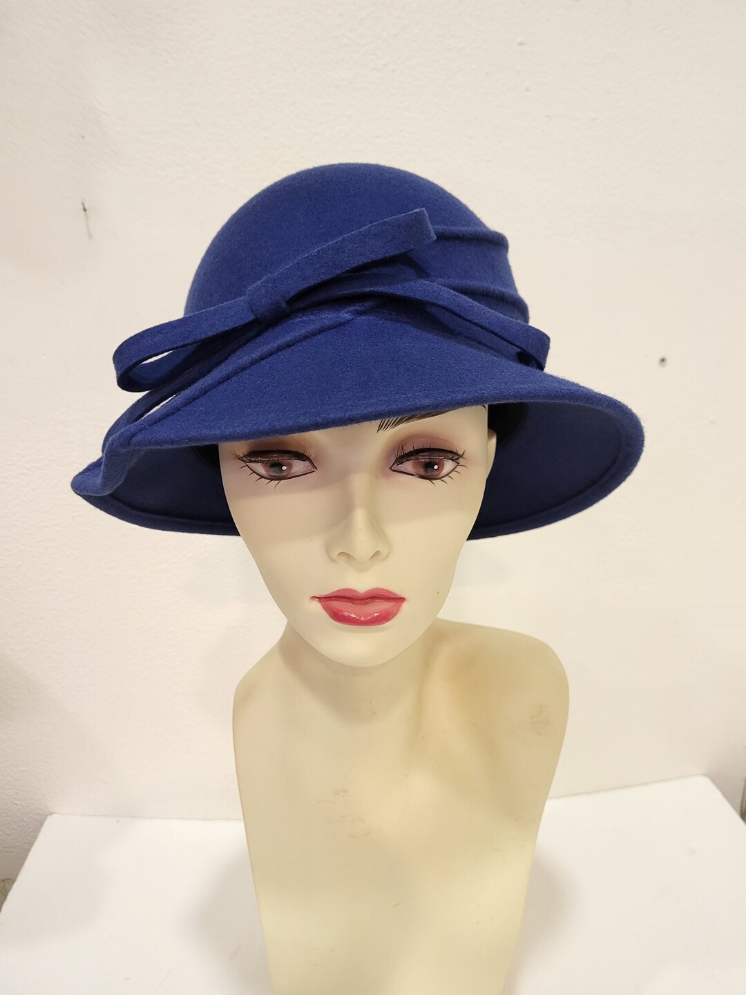 Midnight Blue Hat in Molded Wool, City - Wedding - Ceremony, 100% Wool ...