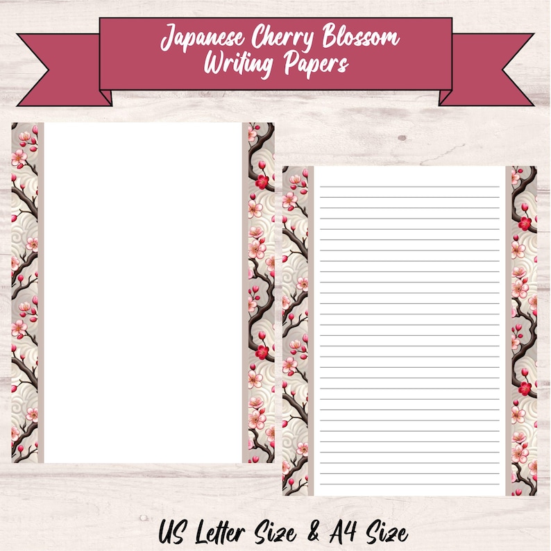 Cherry Blossom Writing Paper Printable – Japanese Sakura – Floral ...