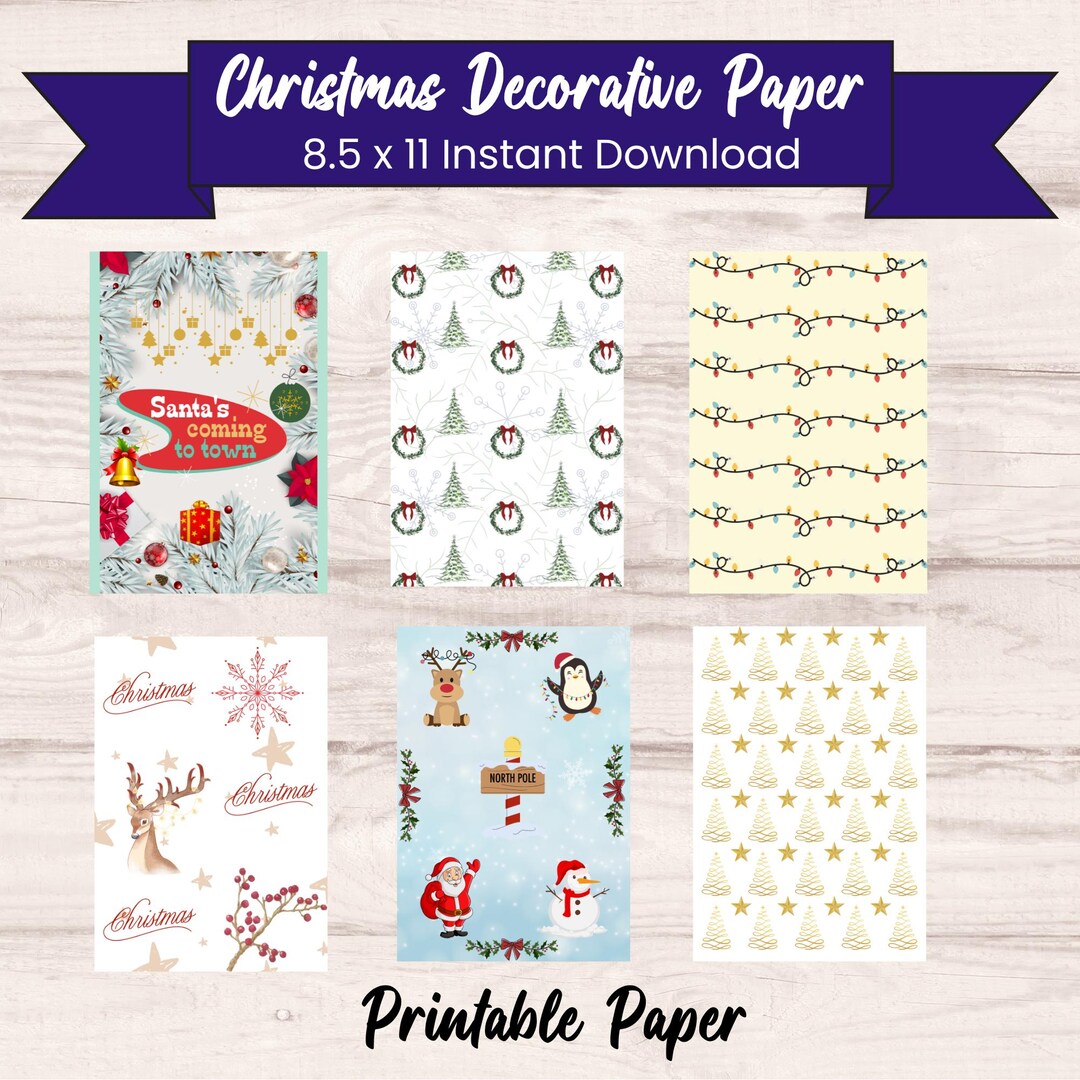 Christmas Digital Paper Set – Holiday Designs (8.5 X 11) (digital ...