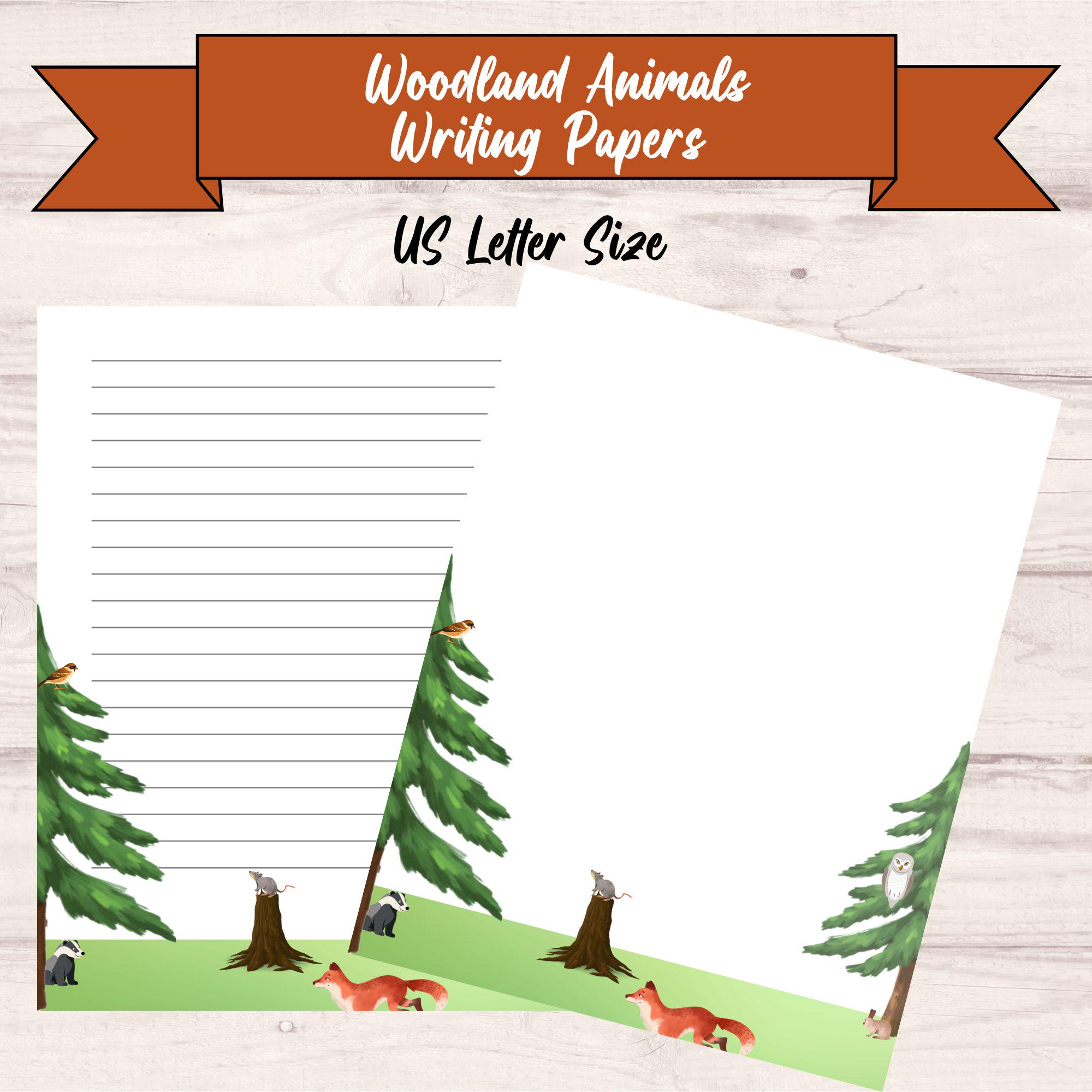 Woodland Animal Writing Paper Printable, Forest Animal Stationery ...
