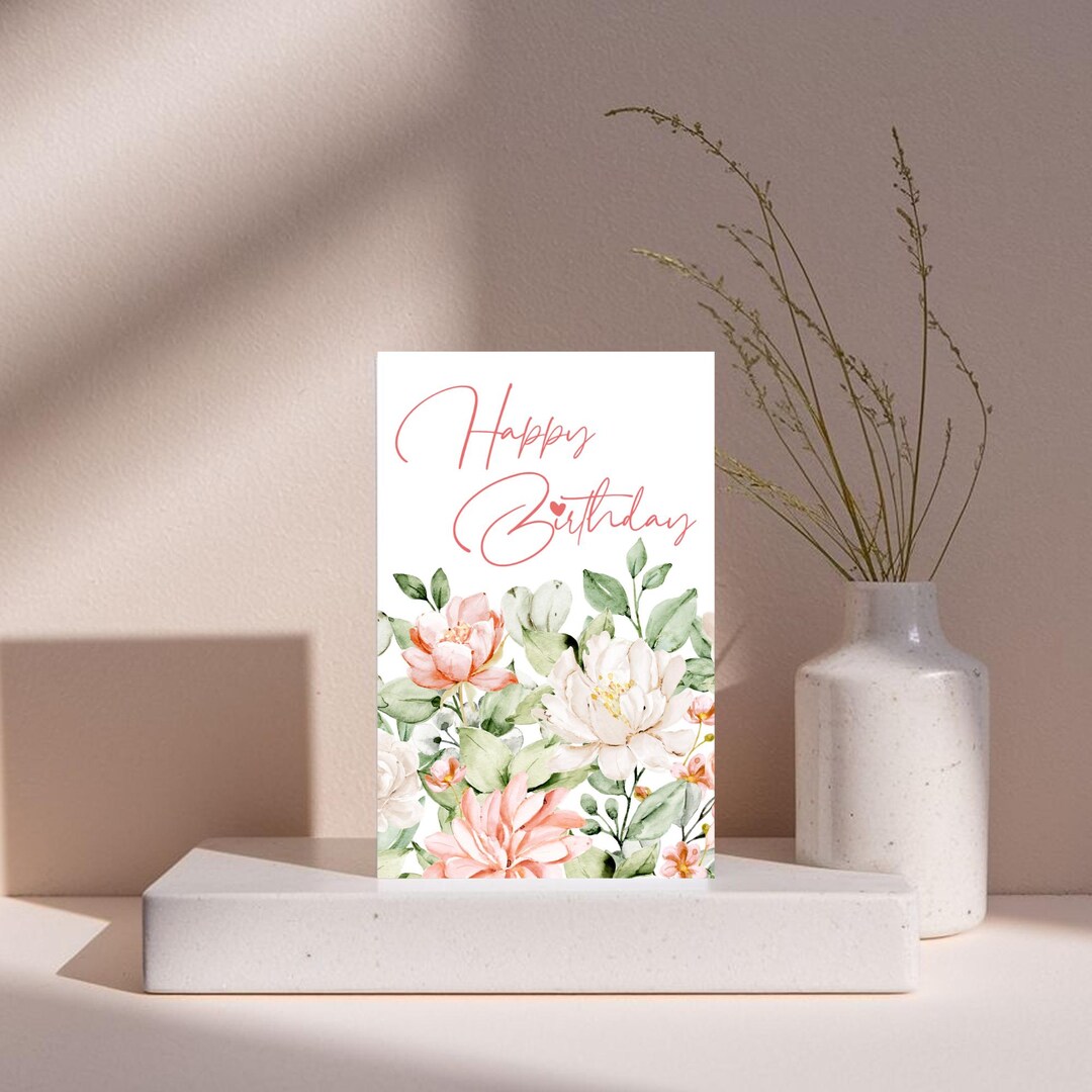 Floral Birthday Card: Printable Watercolor Flower Design (digital ...