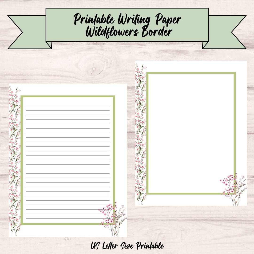 Wildflower Writing Paper Printable | US Letter Lined & Unlined ...