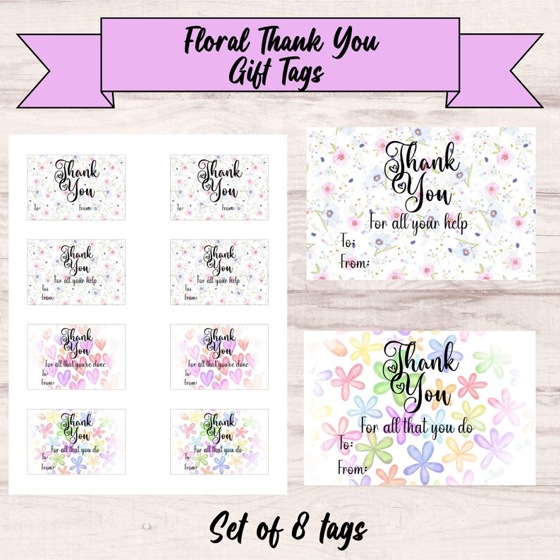 Floral Thank You Gift Tags Printable – Pastel Set - Etsy