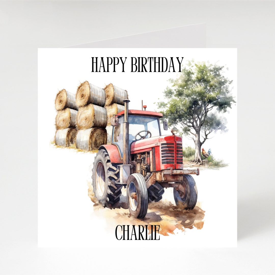 Personalised Tractor Happy Birthday Card Personalise Any Name, or Text ...