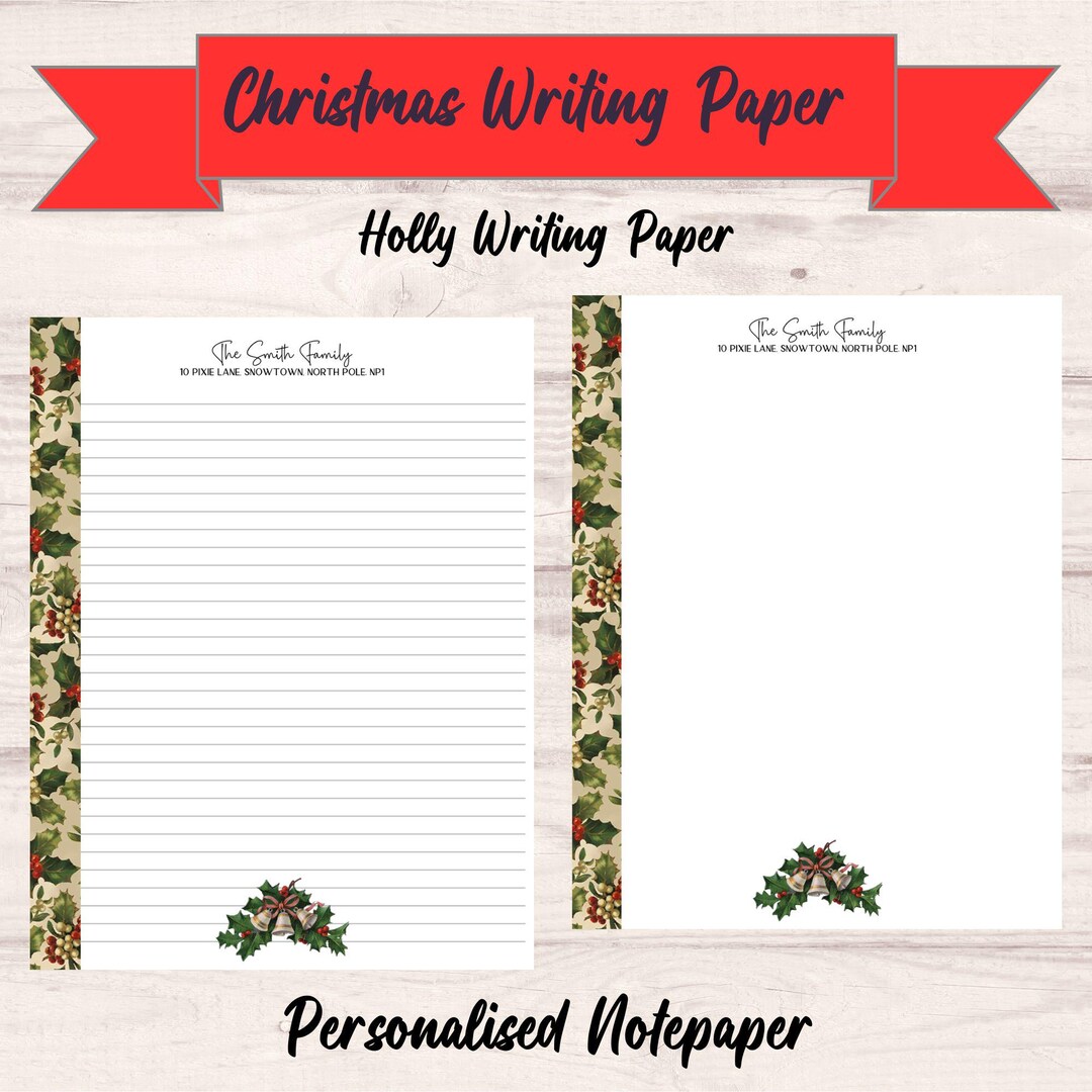 Personalised Holly Christmas Writing Paper | A4 & US Letter - Etsy