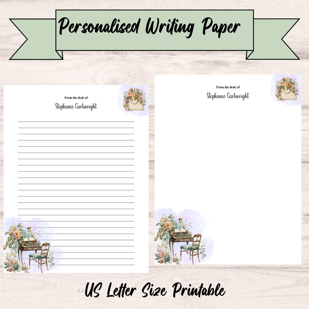 Personalised Vintage Floral Writing Paper | From the Desk of Stationery ...