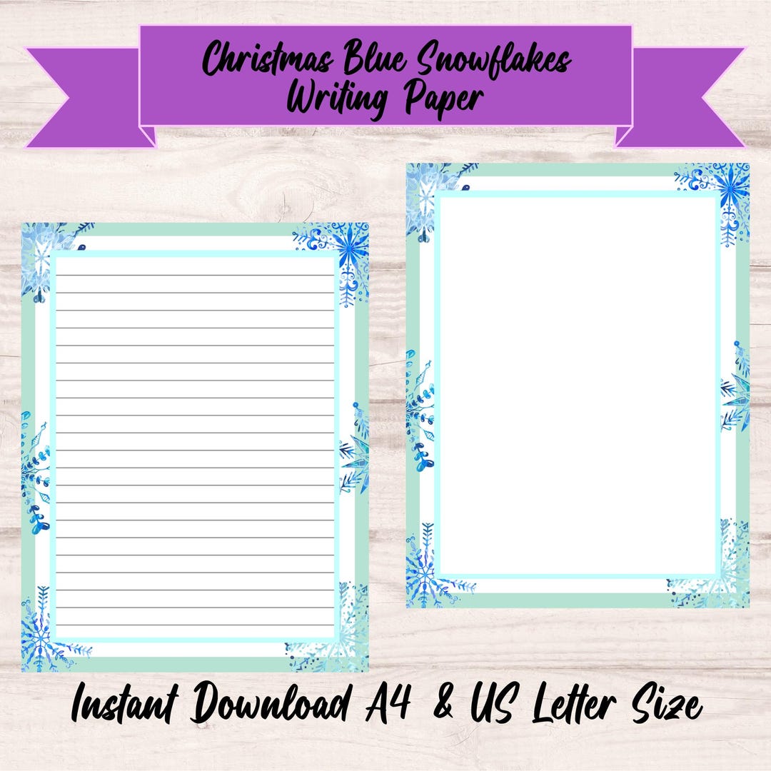 Blue Snowflakes Writing Paper | Printable Winter Stationery (digital ...