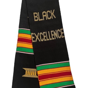 Black Excellence Graduation Kente Stole - Authentic African Stole ...