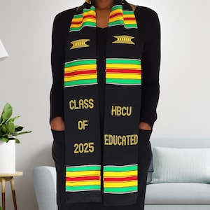 HBCU Educated Graduation Kente Stole - Authentic African Stole ...