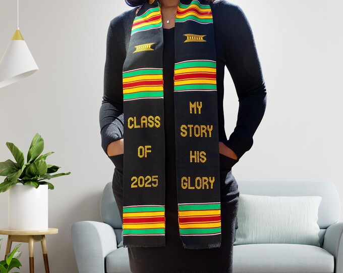 Black Excellence Graduation Kente Stole - Authentic African Stole ...