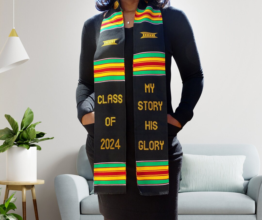 Religious African Kente Graduation Sash Inspirational Tausi My Story ...
