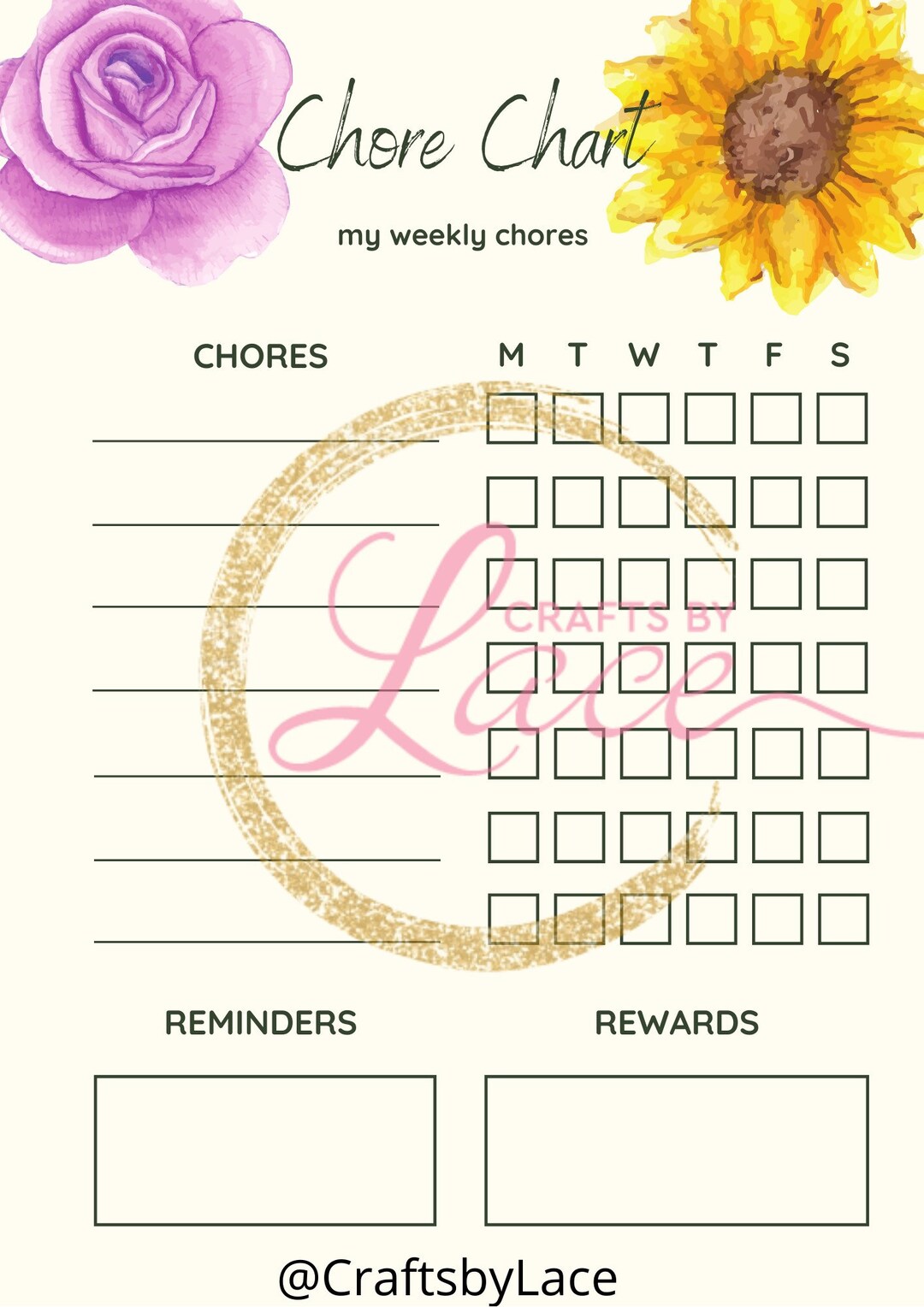 Floral Chore Chart Digital Download - Etsy