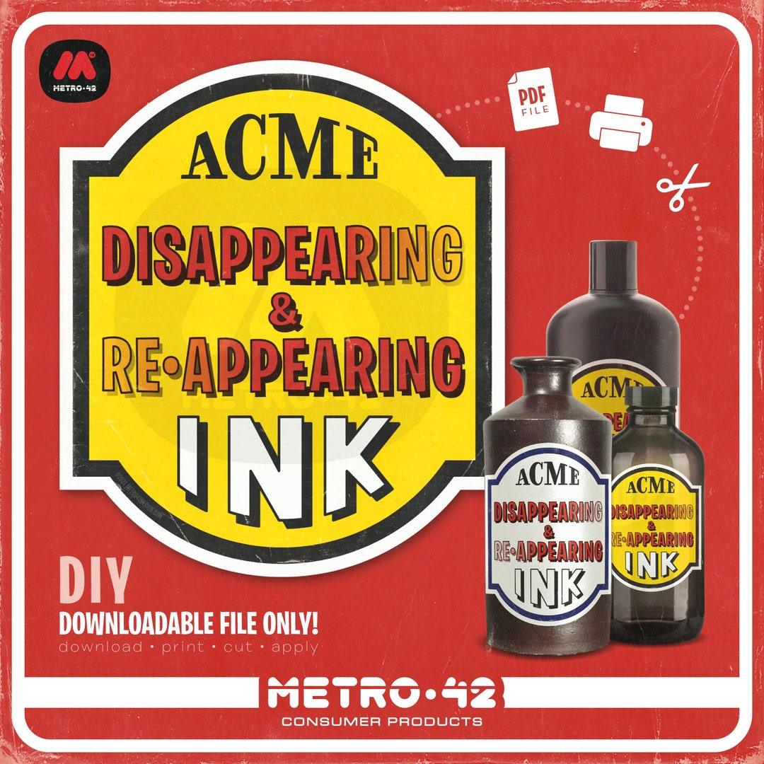 ACME Disappearing & Re-appearing Ink DIY Digital Label inspired by ...