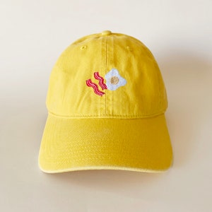 Bacon & Egg Embroidered Hat Breakfast Cap Dad Hat Washed Cotton Cap - Etsy