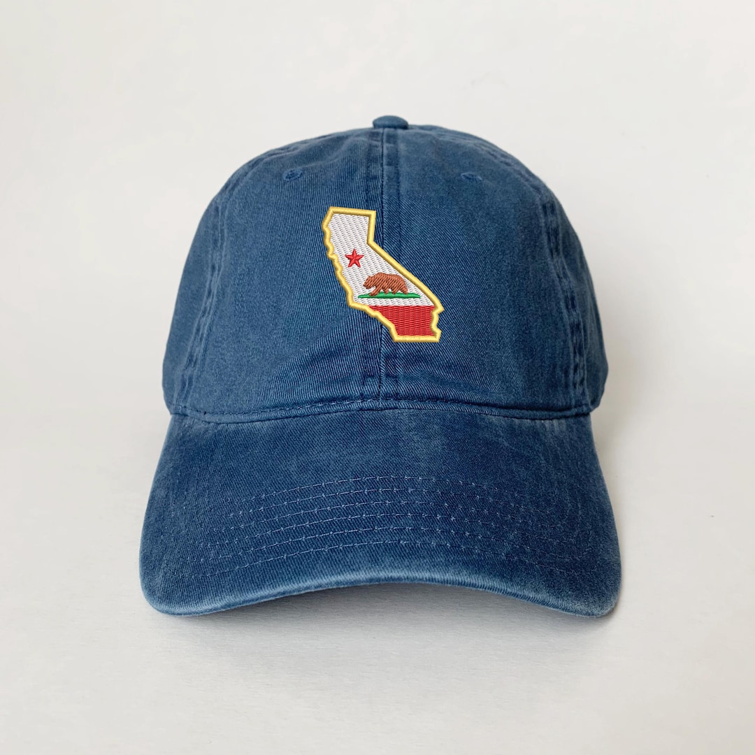 California State Flag Map Embroidered Cap CA Cap Cali Hat Baseball Cap ...