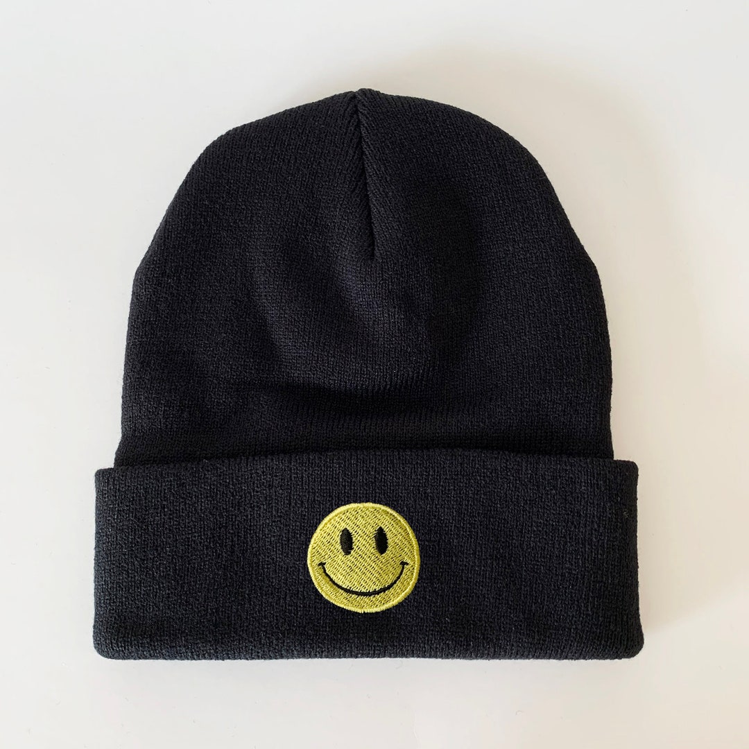 Smiley Face Circle Embroidered Beanie Smile Beanie Winter Beanie - Etsy