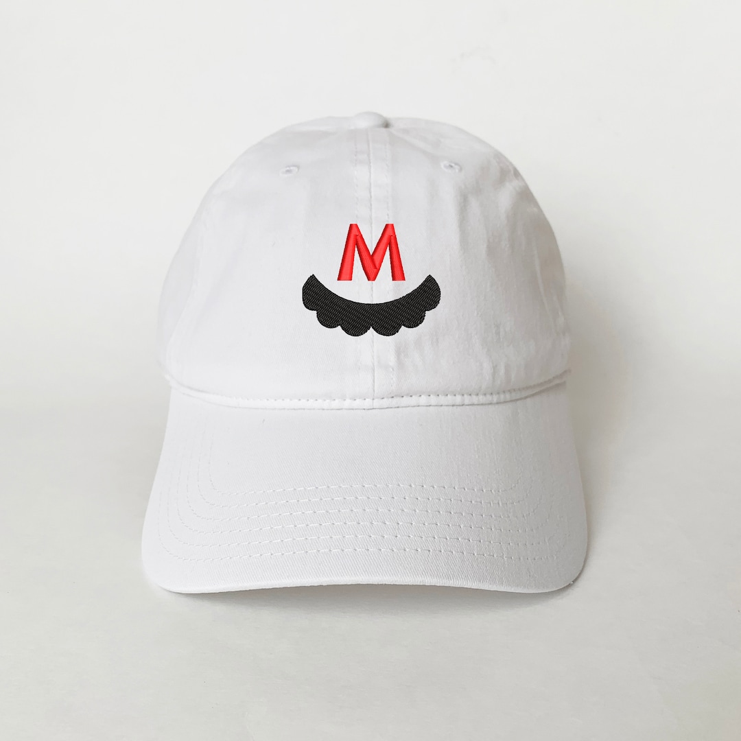 Mustache With Super Mario Bros Cap Embroidered Cap Mario Cap Luigi Cap ...