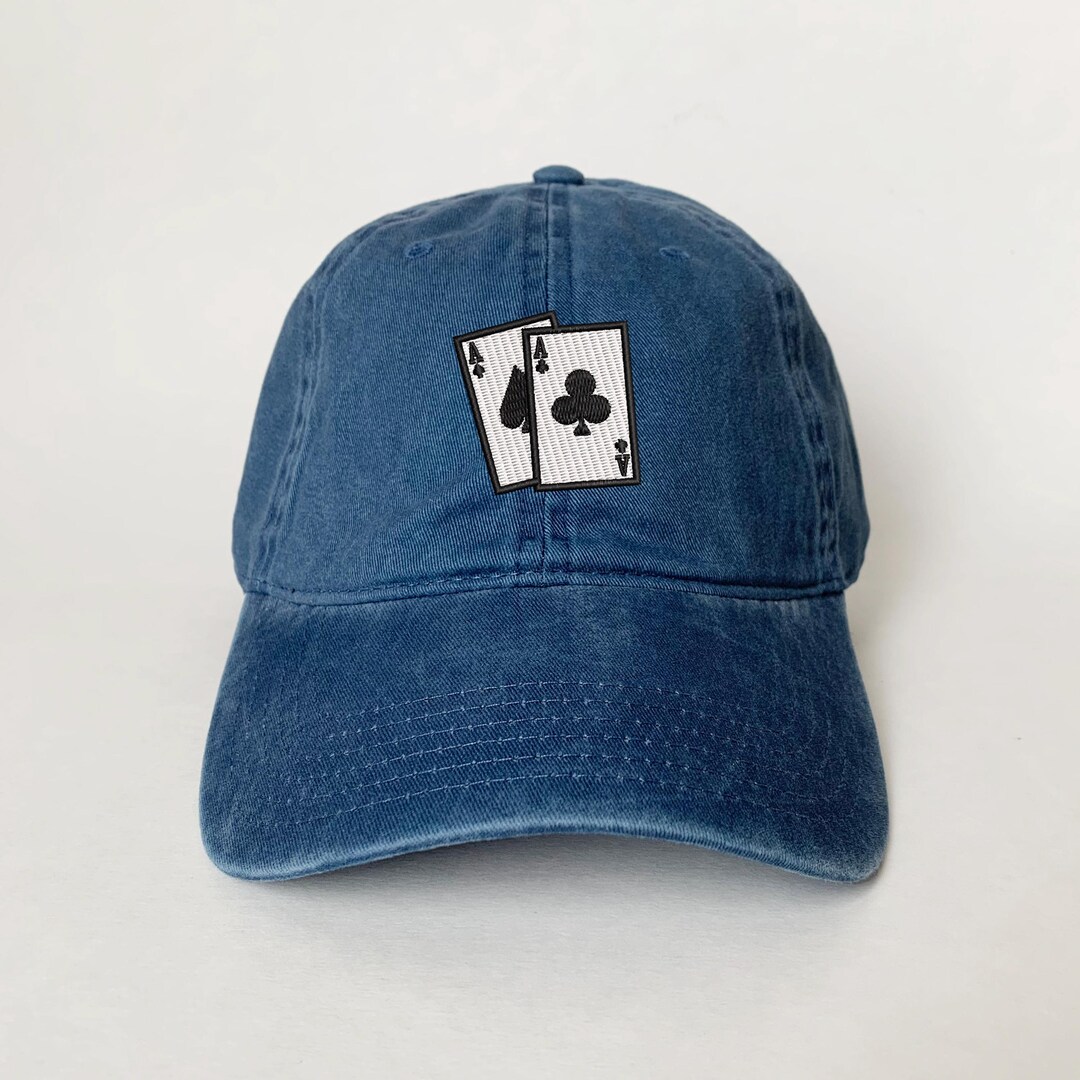 Card Game Ace Spade / Club Embroidered Hat Washed Cap Cotton Hat Dad ...