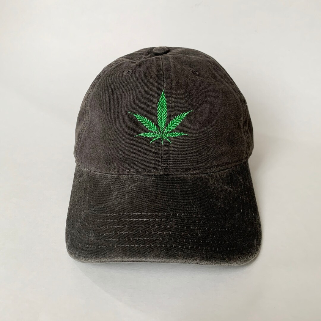 Marijuana Cannabis Embroidered Hat Washed Cap Cotton Hat Dad Cap Dad ...