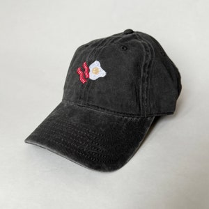 Bacon & Egg Embroidered Hat Breakfast Cap Dad Hat Washed Cotton Cap - Etsy