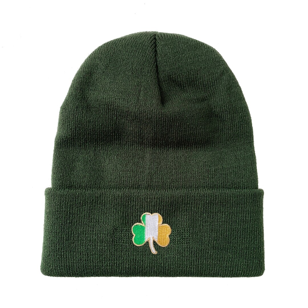 Ireland Flag Clover Embroidered Beanie St. Patrick's Day Beanie Winter ...