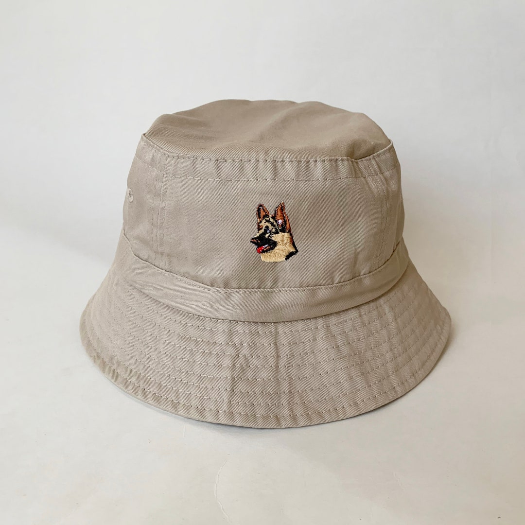 German Shepard Head Embroidered Washed Cotton Bucket Hat Fishing Hat ...