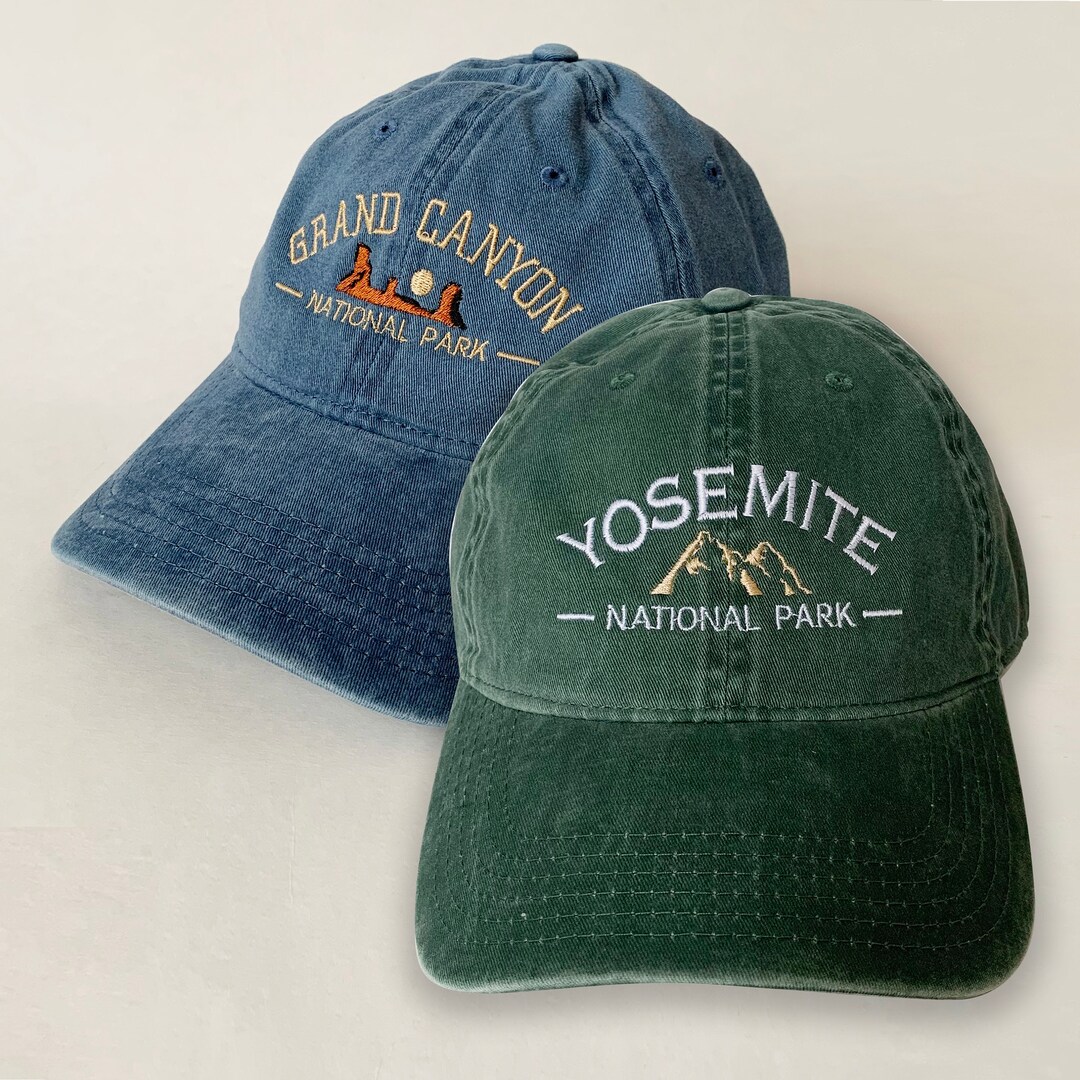 National Park Embroidered Cap Washed Cap Park Hat Travel Hat - Etsy