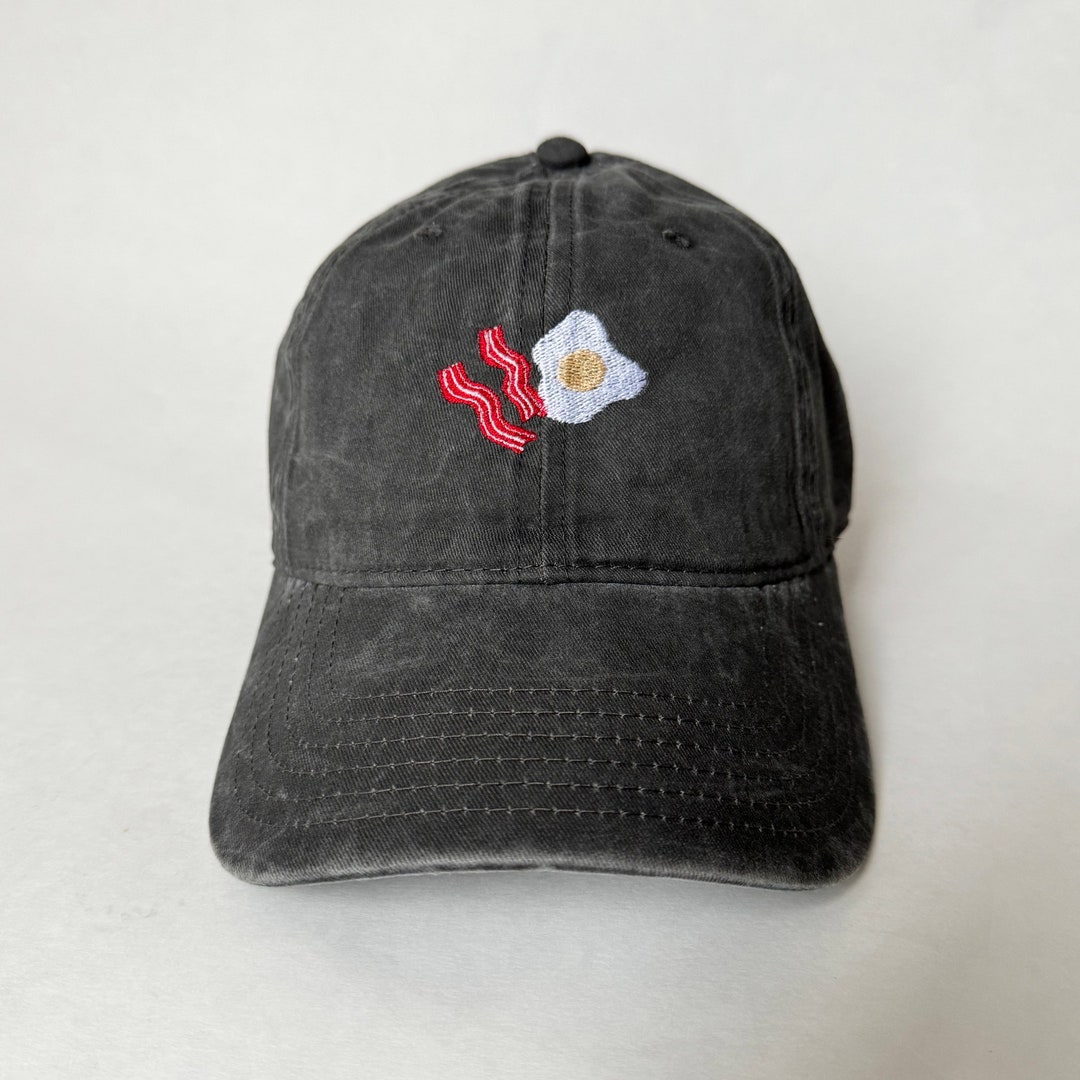 Bacon & Egg Embroidered Hat Breakfast Cap Dad Hat Washed Cotton Cap - Etsy