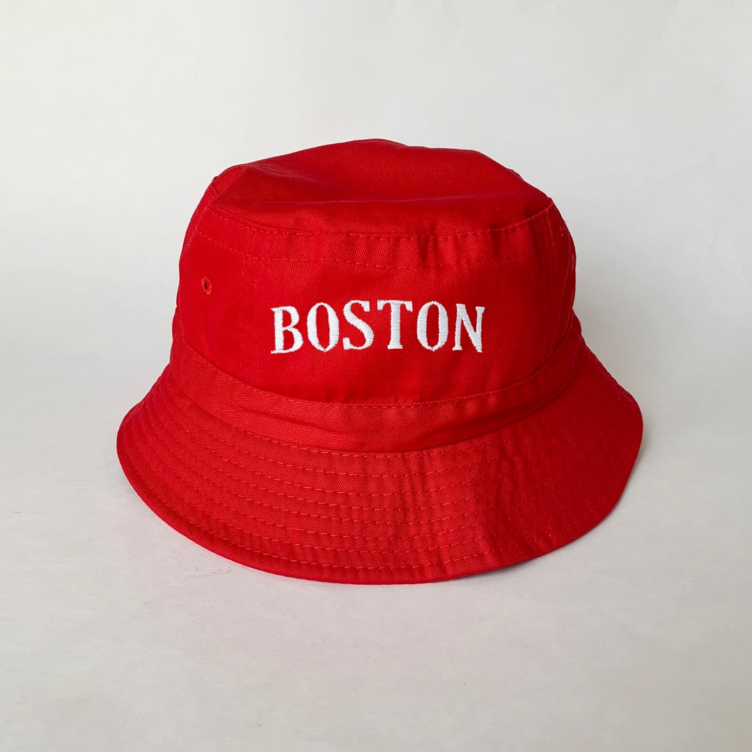 Boston Embroidered Washed Cotton Bucket Hat Fishing Hat City Hat Bucket ...